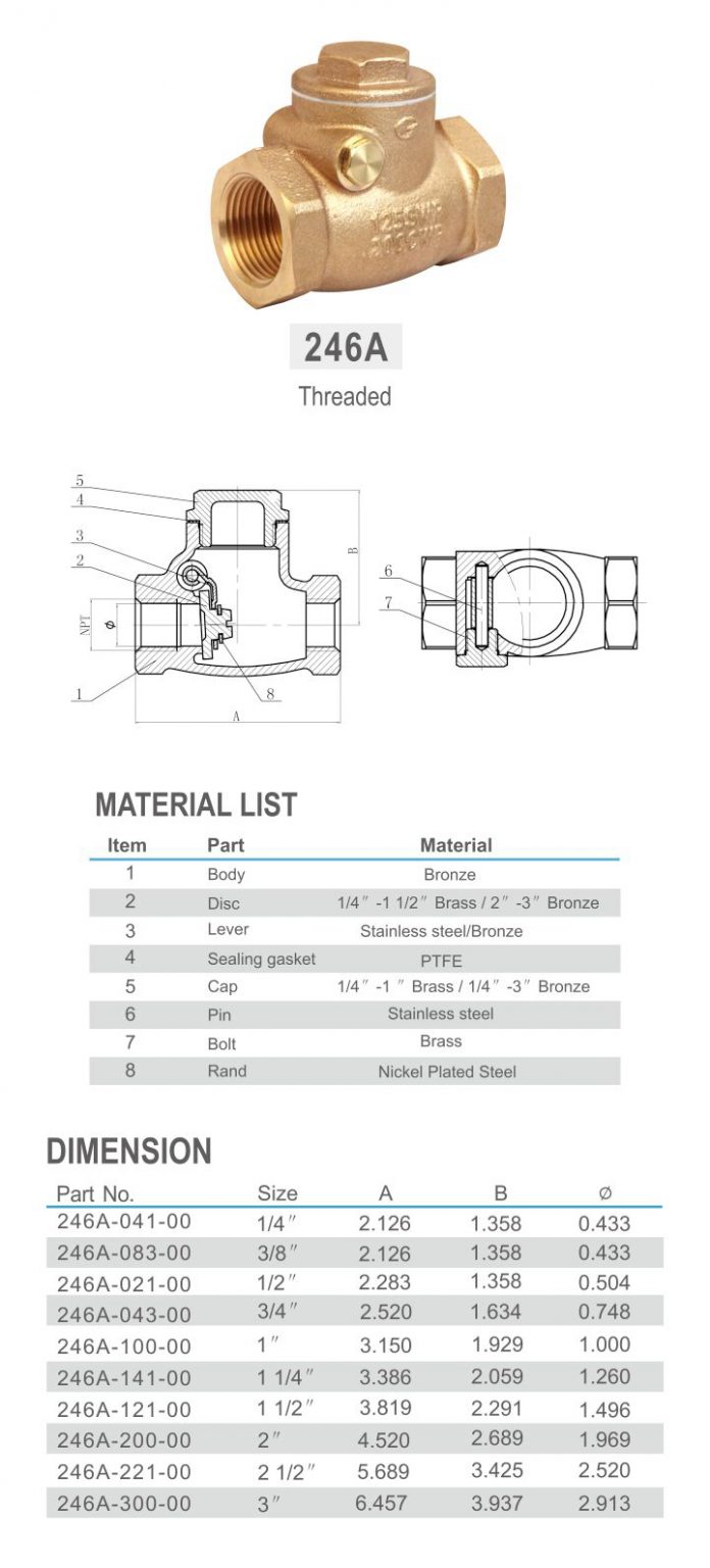 Bronze Swing Check Valve, FIP x FIP - Huaping Intelligent Control ...