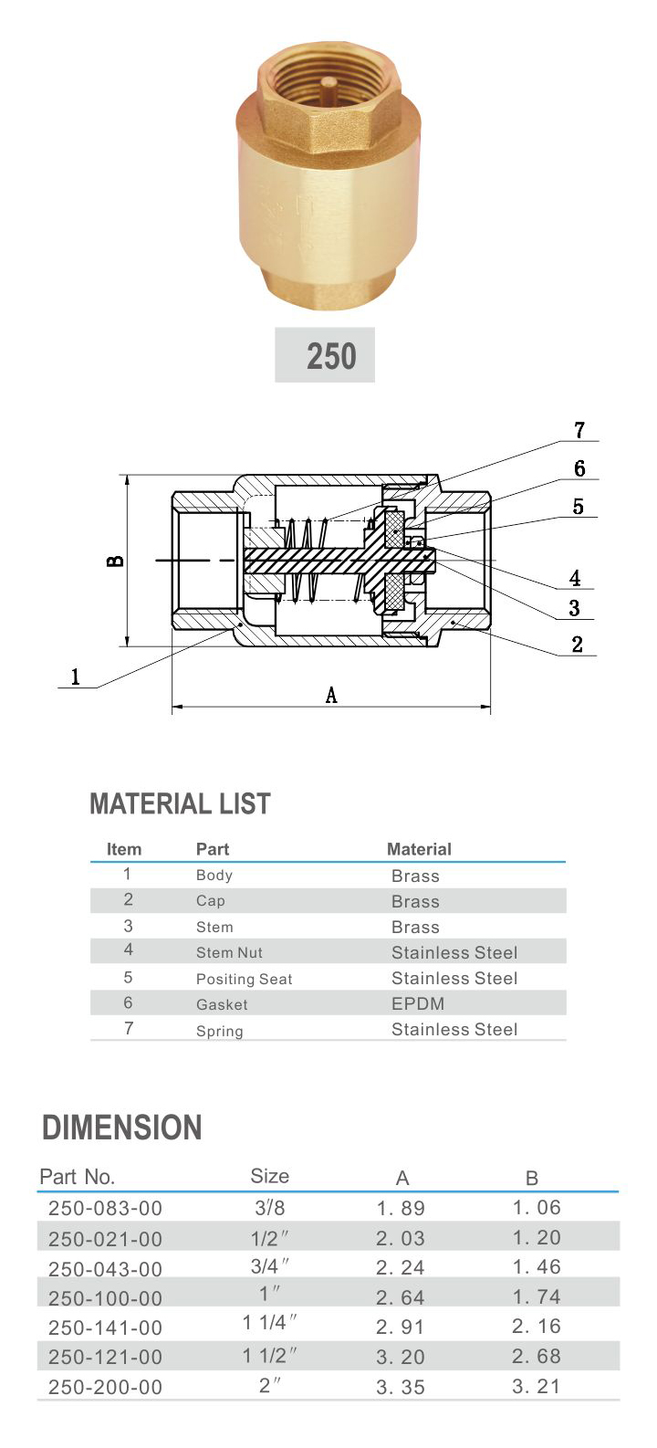 Brass Spring Check Valve, FIP x FIP - Huaping Intelligent Control ...