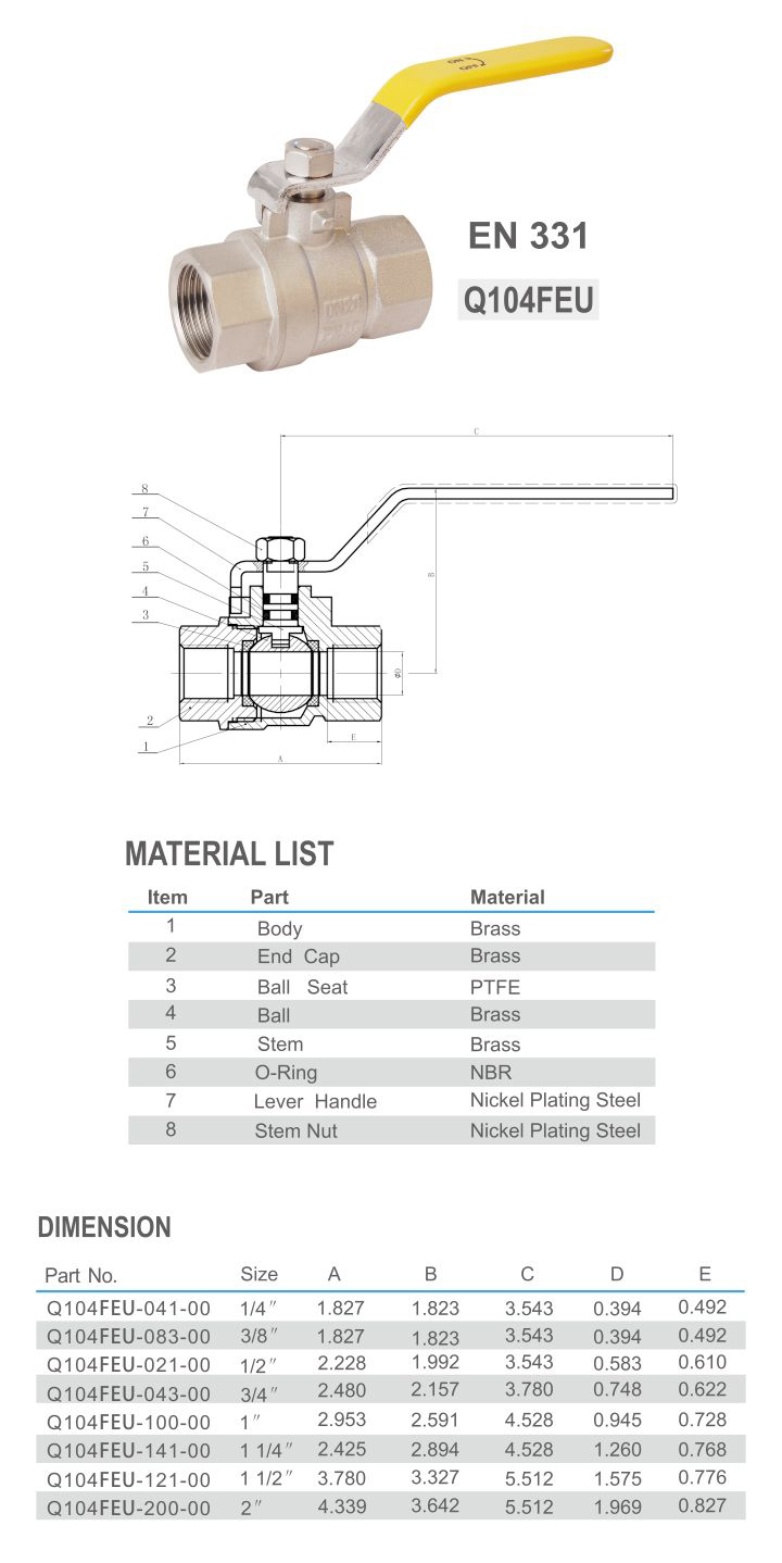 Nickel Plated Brass Ball Valve, FPT x FPT - Huaping Intelligent Control ...