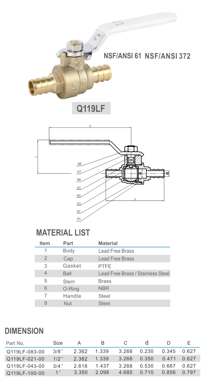 Lead Free Brass Pex Ball Valve, Pex x Pex - Huaping Intelligent Control ...