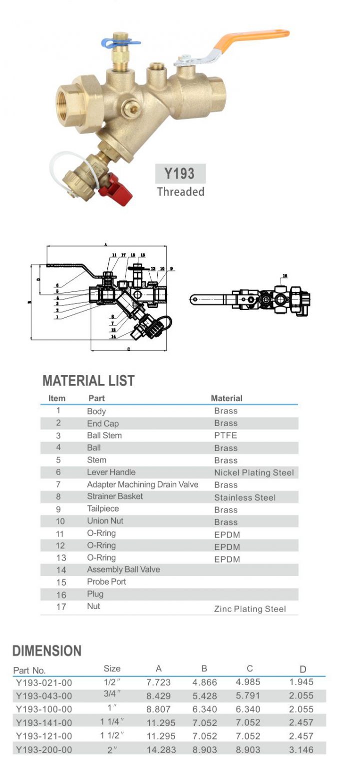 Brass Y-Strainer/Ball Valve Combination, FIP x FIP - Huaping ...